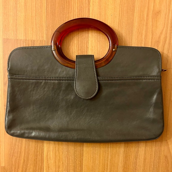Vintage | Bags | Vintage 5s Gray Leather Handbag Purse With ...